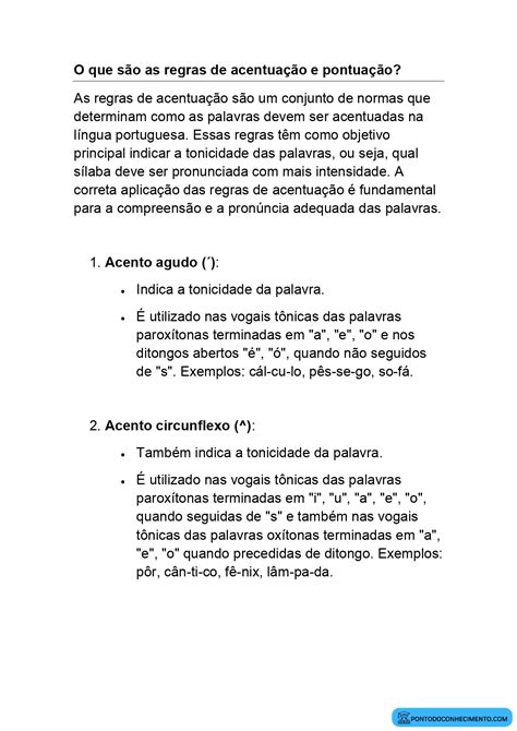 Regras De Acentuação E Pontuação Ponto Do Conhecimento