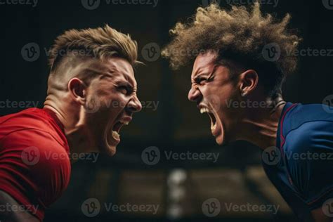 Close Up Of A Red Faced Athlete Shouting And Pointing Aggressively At A