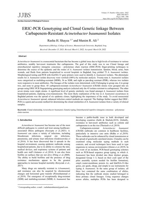 Pdf Eric Pcr Genotyping And Clonal Genetic Linkage Between Carbapenem Resistant Acinetobacter