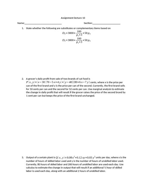 Assignment Lecture 10 Pdf