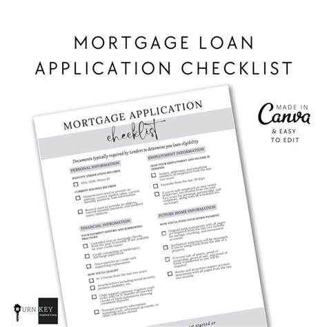 Mortgage Application Checklist Etsy