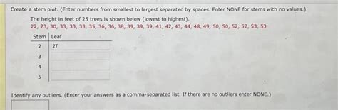 Solved Create A Stem Plot Enter Numbers From Smallest To