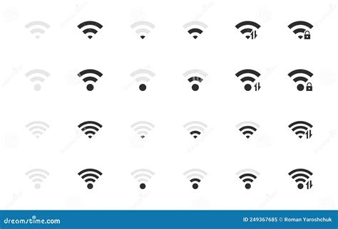 Wifi Sign Set Conceptual Wifi Vector Symbols Wireless Internet Signal Bars Stock Vector
