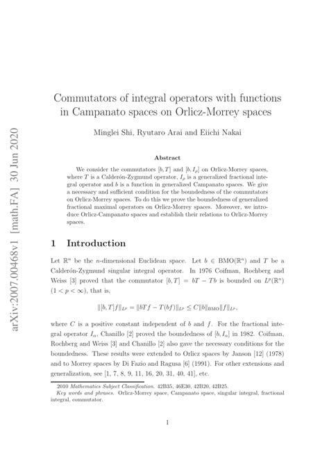 PDF Commutators Of Integral Operators With Functions In Campanato Spaces On Orlicz Morrey Spaces