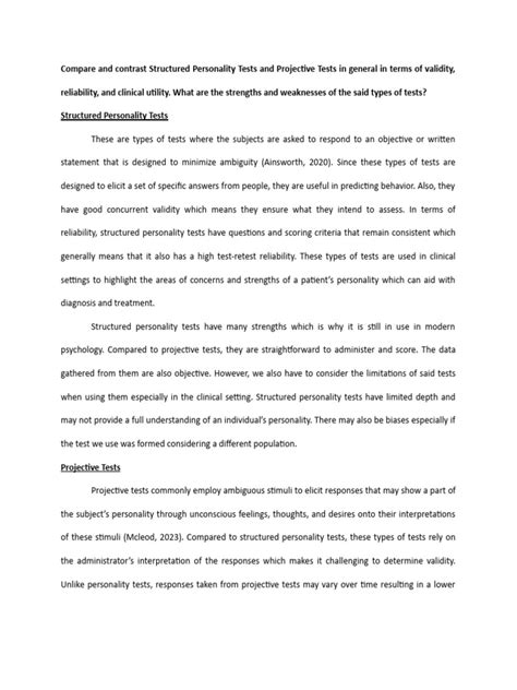 Structured Personality Tests Pdf Adolescence Psychology