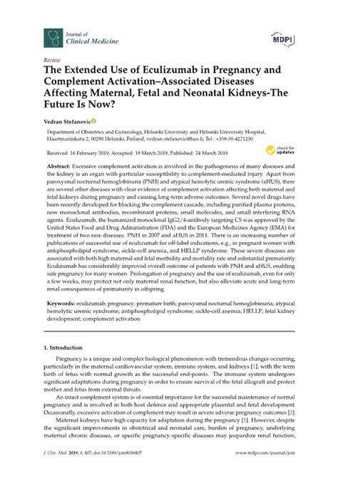 The Extended Use Of Eculizumab In Pregnancy And Complement Activation