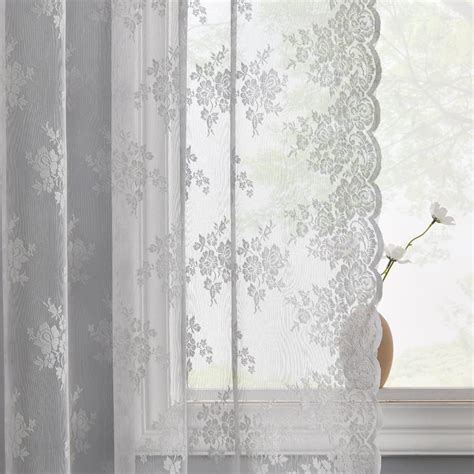 Kotile Grey Lace Curtains 84 Inch Length 2 Panels Set For
