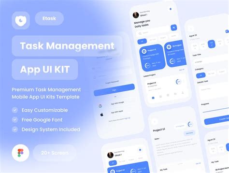 E Task Management Mobile App Ui Kits Template Ui Kits Ui Kit