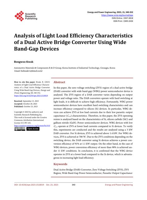 Pdf Analysis Of Light Load Efficiency Characteristics Of A Dual
