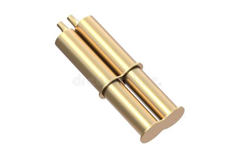 Golden Two Component Epoxy Resin Adhesive In Syringe Isolated On White Background Stock