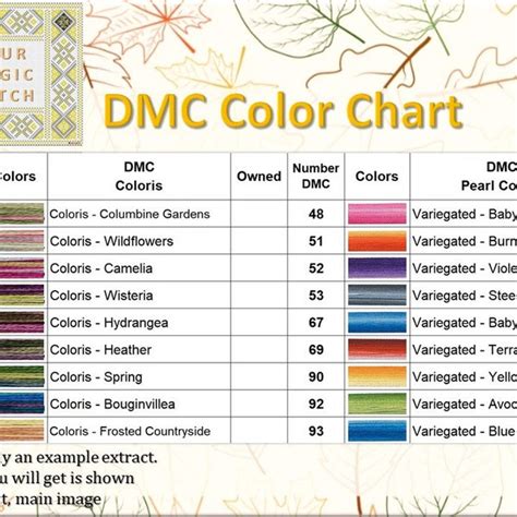 Dmc Floss Color Chart Etsy