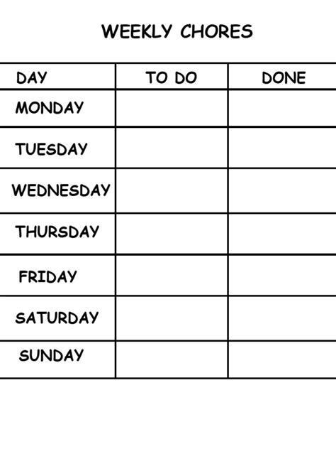 Weekly Chores Pdf
