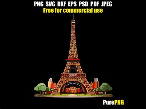 Eiffel Tower Svg Sublimation Design File For Commercial Use Includes Eiffel Tower Png Dxf Psd