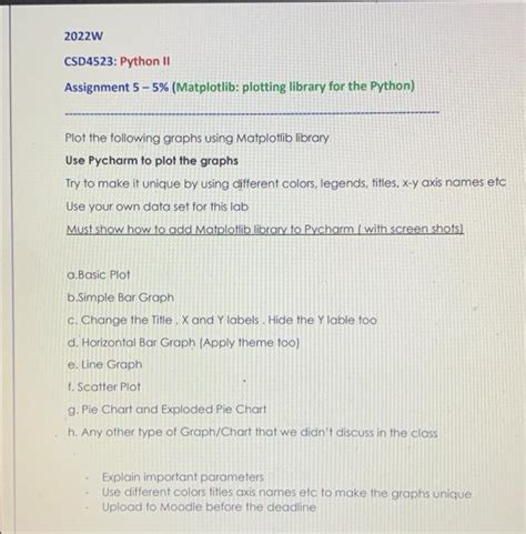 Solved W CSD Python II Assignment Chegg