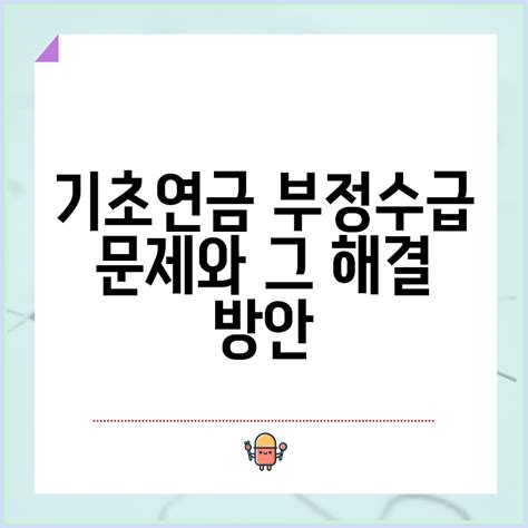기초연금 부정수급 문제와 그 해결 방안