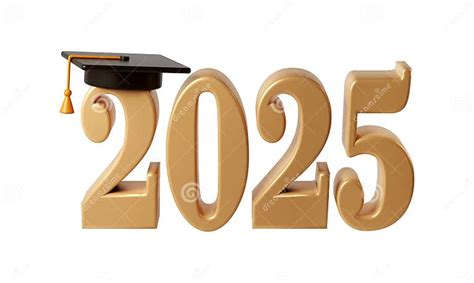 Class Of 2025 3d Icon Congratulation Graduates Design Template With Black Cap And Numbers Stock