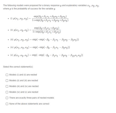 solved the following models were proposed for a binary