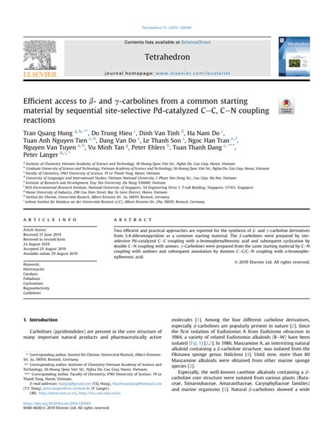 Carbolines Tetrahedron 2019 Pdf Chemistry Chemical Compounds