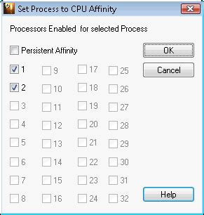 Process To CPU Affinity Dialog