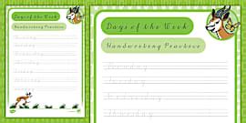 SA Cursive Days Of The Week Writing Sheet Twinkl