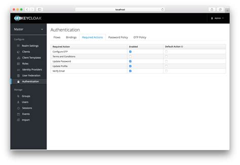 Required Actions Keycloak Documentation