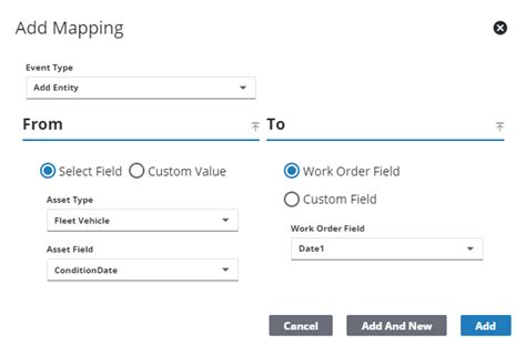 Add Work Order Template Asset Mapping
