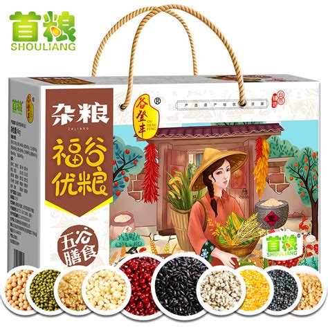 首粮杂粮礼盒五谷粗粮大礼包八宝粥米组合10种口味4000g团购送礼 虎窝淘