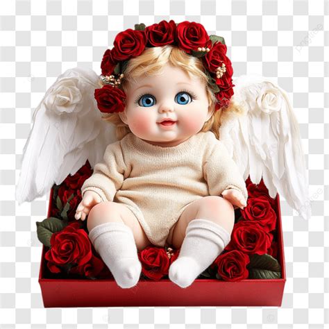 금발 머리에 빨간 장미 위에 앉아 있는 하얀 날개를 가진 사랑스러운 아기 천사 사랑스러운 아기 천사 금발머리 천사 하얀 날개 Png 일러스트 및 이미지 에 대한 무료