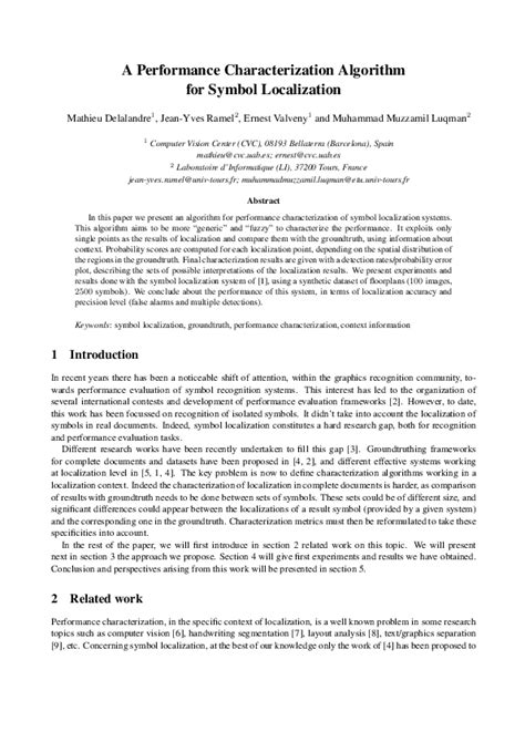 Pdf A Performance Characterization Algorithm For Symbol Localization