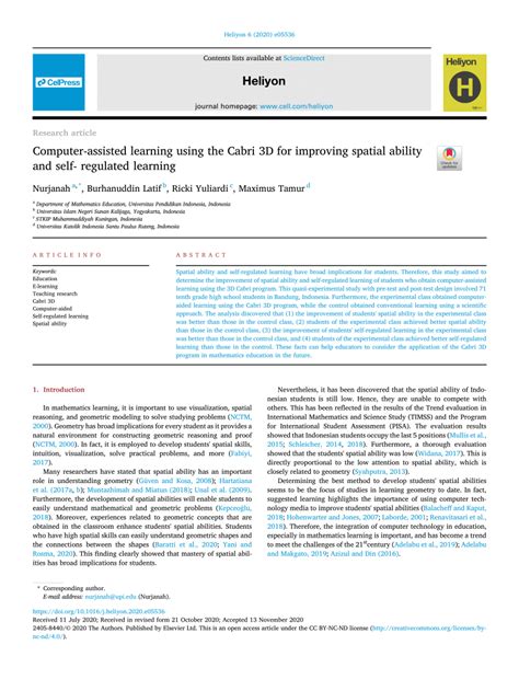 pdf computer assisted learning using the cabri 3d for improving