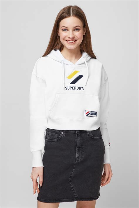 Белое худи для девушек SuperDry W2010957A;01C — Ultrashop
