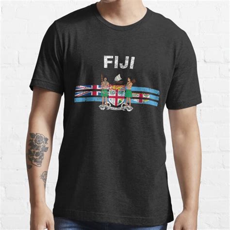 Fijian Flag Shirt Fijian Emblem And Fiji Flag Shirt T Shirt For Sale