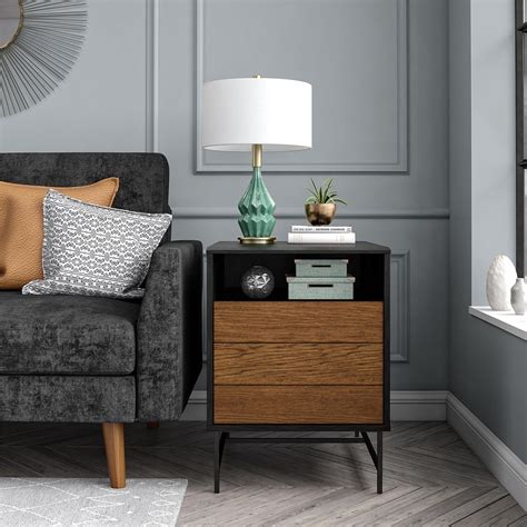 Reznor End Table Metal Frame And Hidden Storage Realrooms