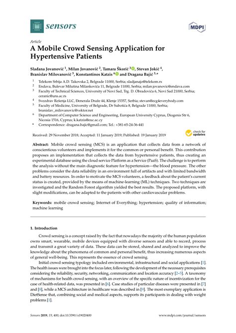 Pdf A Mobile Crowd Sensing Application For Hypertensive Patients