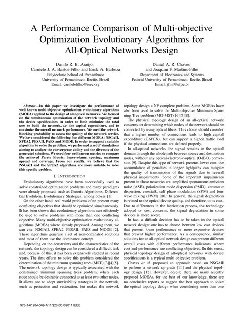 pdf a performance comparison of multi objective optimization