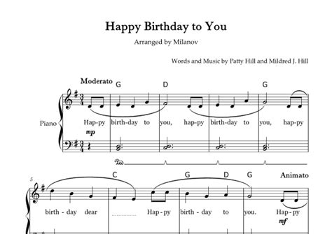 Happy Birthday To You Piano In G Easy Intermediate Chord Lyrics Pedal
