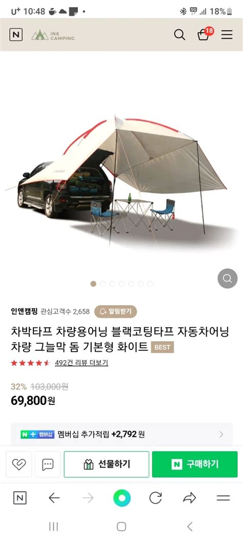 차박용 타프 당근 중고거래