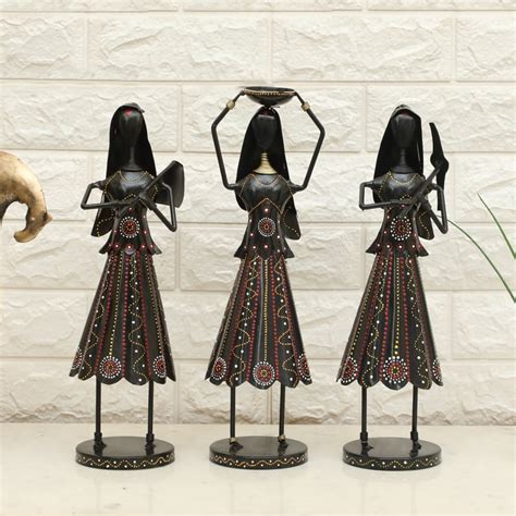 Buy Vedas Mystical Indiana Set Of 3 Metal Doll Figurines From Vedas At