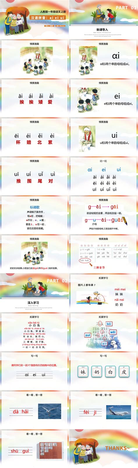 人教版小学一年级语文上册第二章汉语拼音九aieiui含配套教案课件PPT 知乎