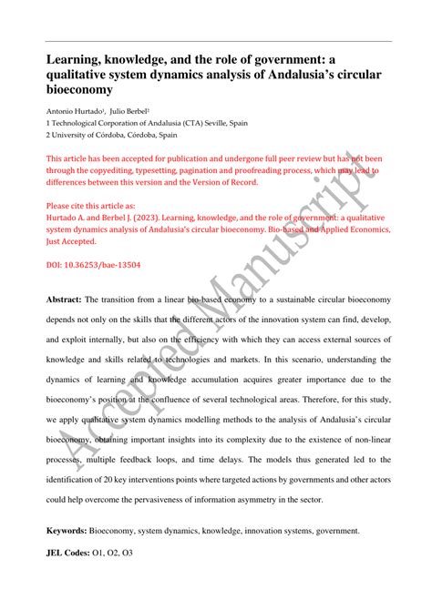 Pdf Learning Knowledge And The Role Of Government A Qualitative