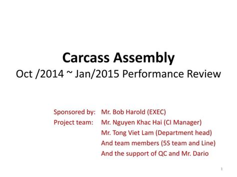 Carcass Assembly Project Performance Review Pptx