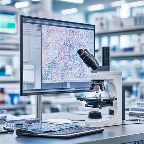 Microscopy In A Physical Lab Computer Education Observation Of Atoms