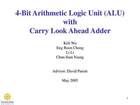 Ppt 4 Bit Arithmetic Logic Unit Alu With Carry Look Ahead Adder Powerpoint Presentation Id