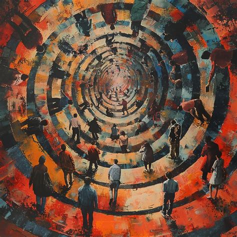 People Caught In A Vibrant Chaotic Social Media Vortex Premium Ai
