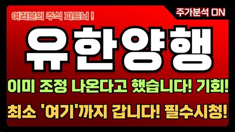 유한양행 주가전망 이미 조정 나온다고 했습니다 기회 최소 여기까지는 갑니다 필수시청 Youtube