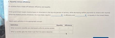 Solved 3 Equality Versus Efficiency All Societies Face A