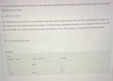 solved convert the following infix expression into an