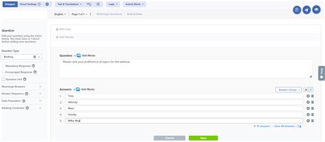 how to add a ranking question to your project sogolytics