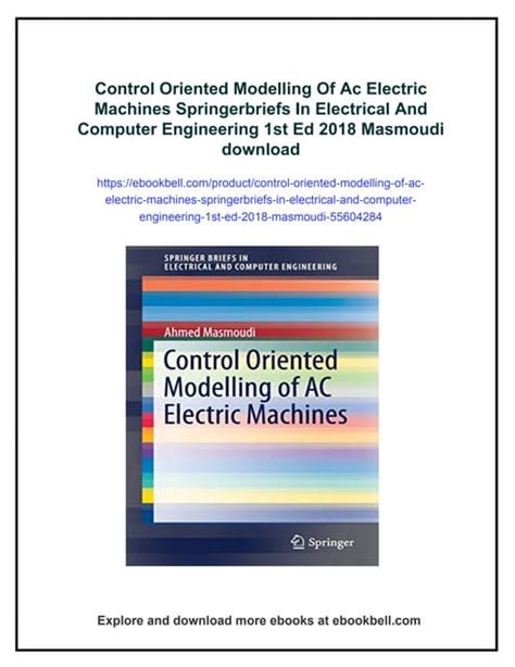 Control Oriented Modelling Of Ac Electric Machines Springerbriefs In Electrical And Computer