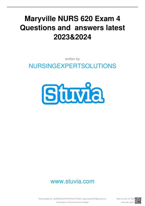 Maryville Nurs 620 Exam 4 Questions And Answers Latest 2023and2024 Nurs 620 Stuvia Us
